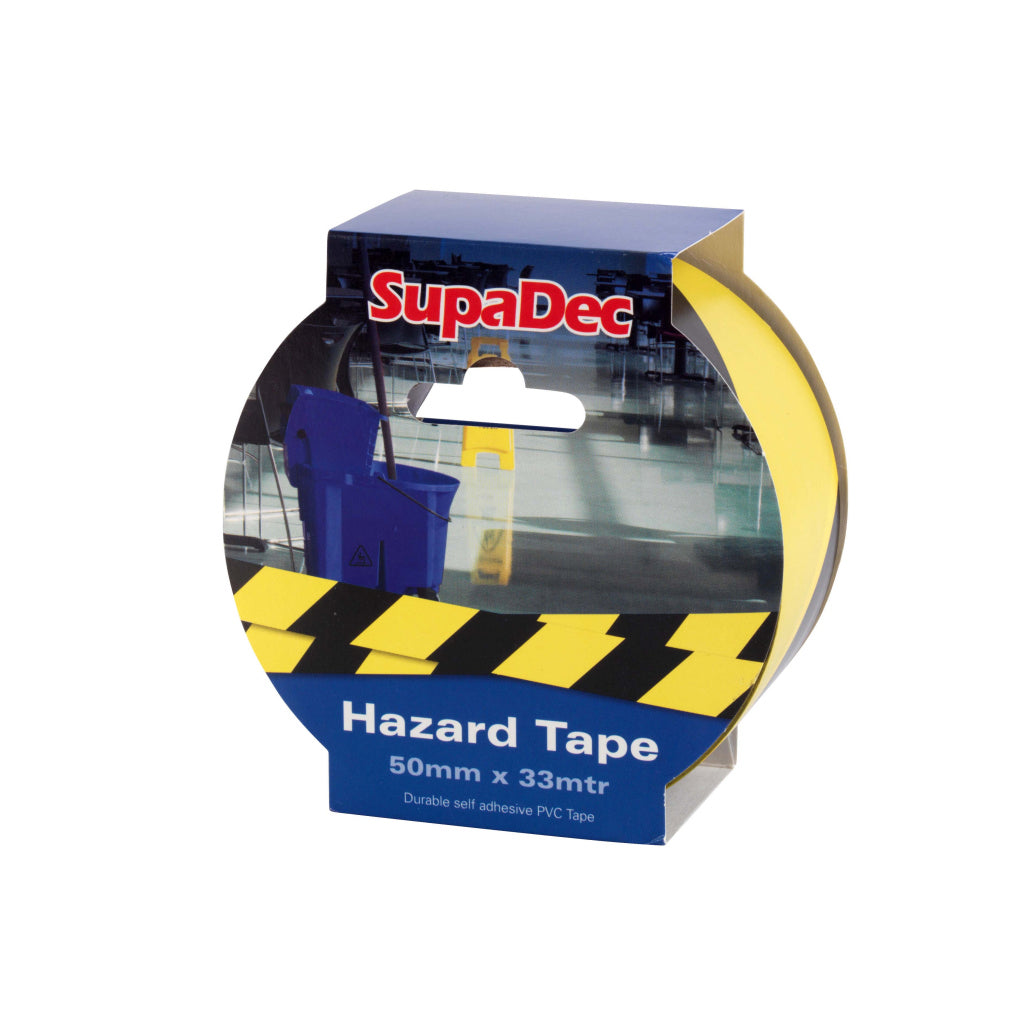 SupaDec Hazard Warning Tape - 50mm x 33m Yellow/Black – Status Home Care