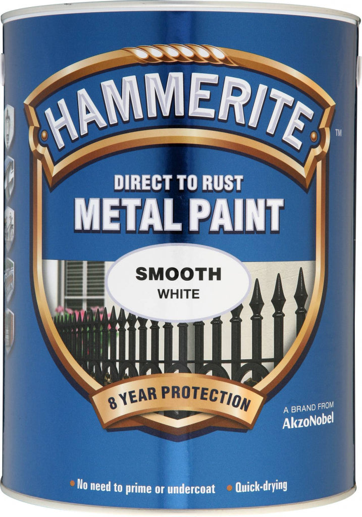 Hammerite Metal Paint Smooth 5L - White – Status Home Care
