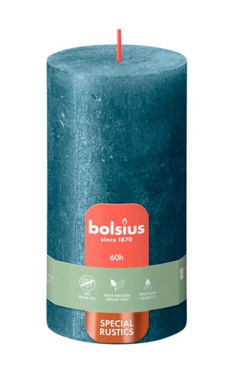 Bolsius Rustic Pillar Candle Shimmer Blue - 130mm x 68mm – Status Home Care