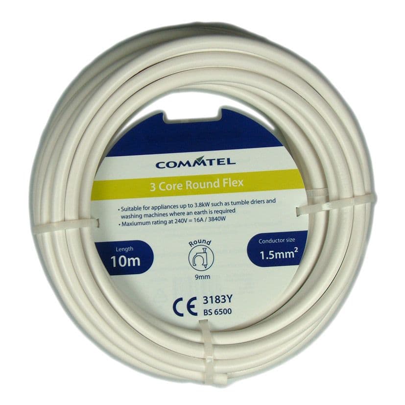 Commtel 3 Core Round Flex White 10m 1.5mm2 – Status Home Care