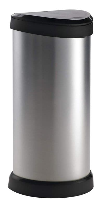 Curver Deco Black & Silver Push Bin - 40L – Status Home Care
