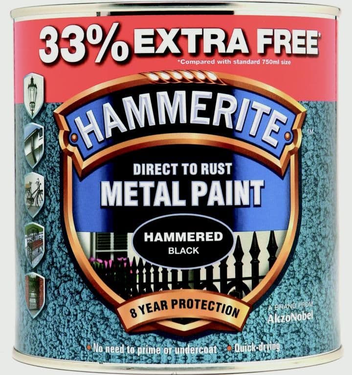 Hammerite Metal Paint Hammered 750ml + 33% Free - Black – Status Home Care
