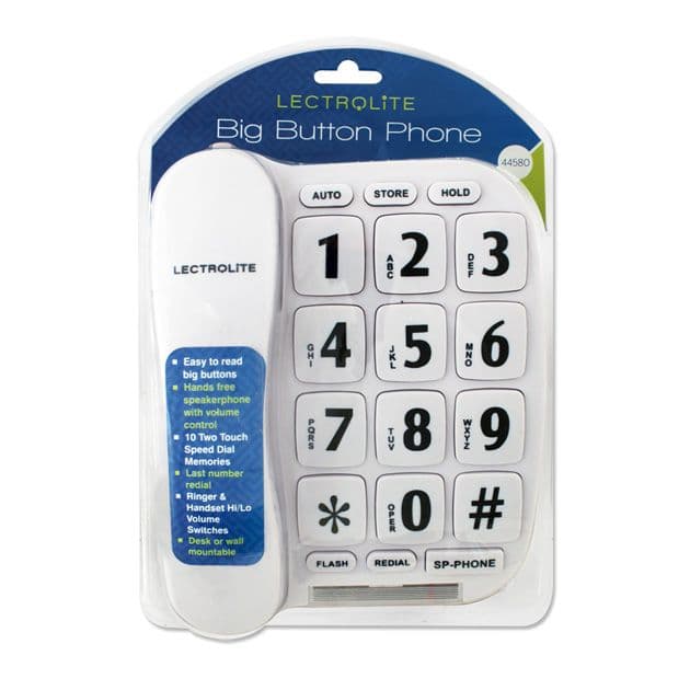 Lectrolite Jumbo Button Phone - White – Status Home Care