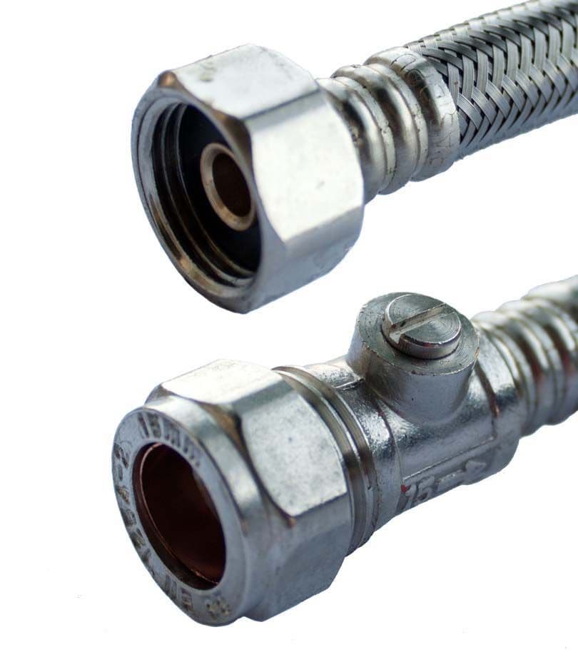 Oracstar Flexi Tap Connector 15mm x 1/2" x 50cm + Iso Valve - 9.5mm ...