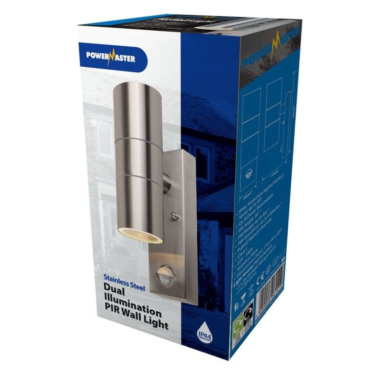 Powermaster PIR Twin Wall Spotlight IP44 - Stainless Steel – Status ...