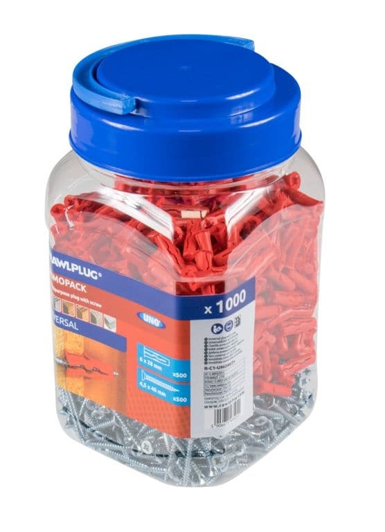 Rawlplug Uno Multi Purpose Red Plug - 500plugs + 500screws – Status ...